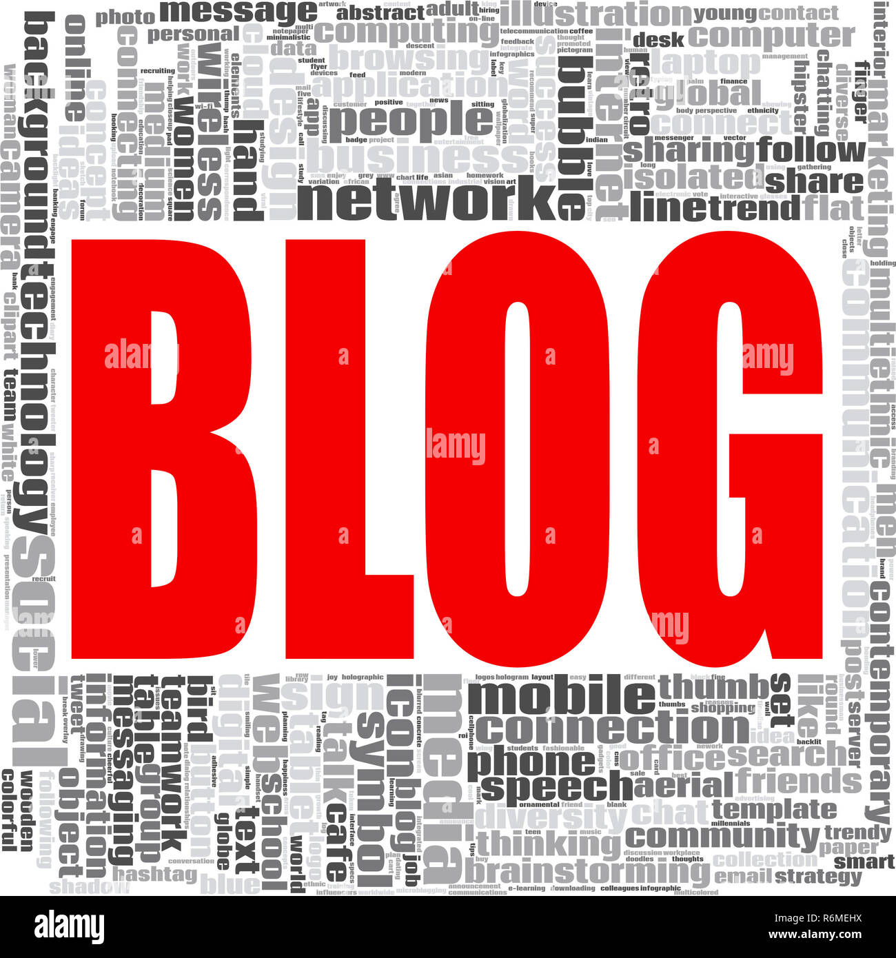 Blog word cloud Stock Photo - Alamy