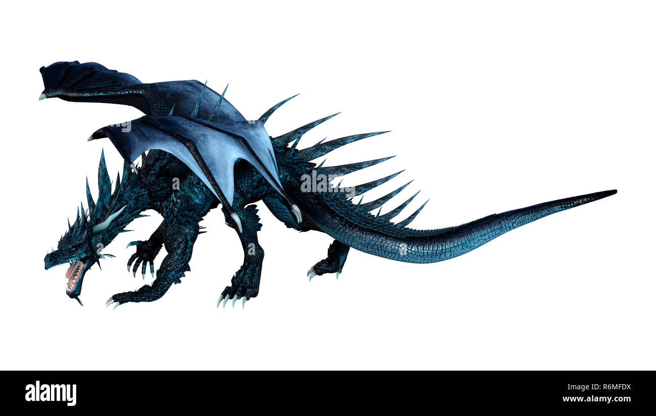 3D Rendering Fantasy Black Dragon on White Stock Photo - Alamy