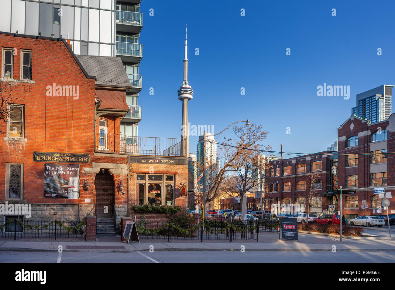 Toronto, Canada – December 4th 2018 - Colorful Toronto streets with ...