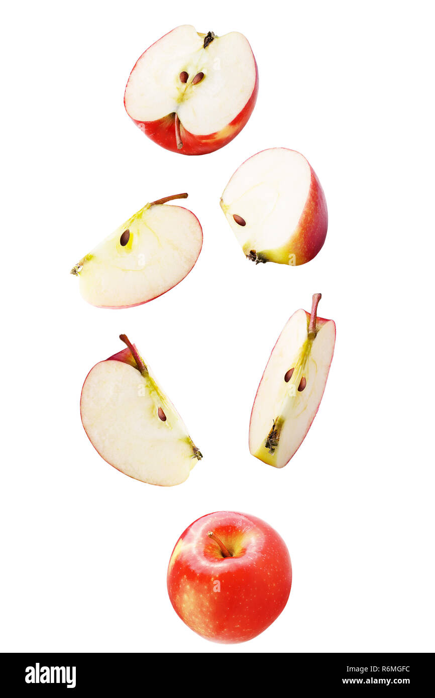 Falling apple isolated on white Stock Photo - Alamy