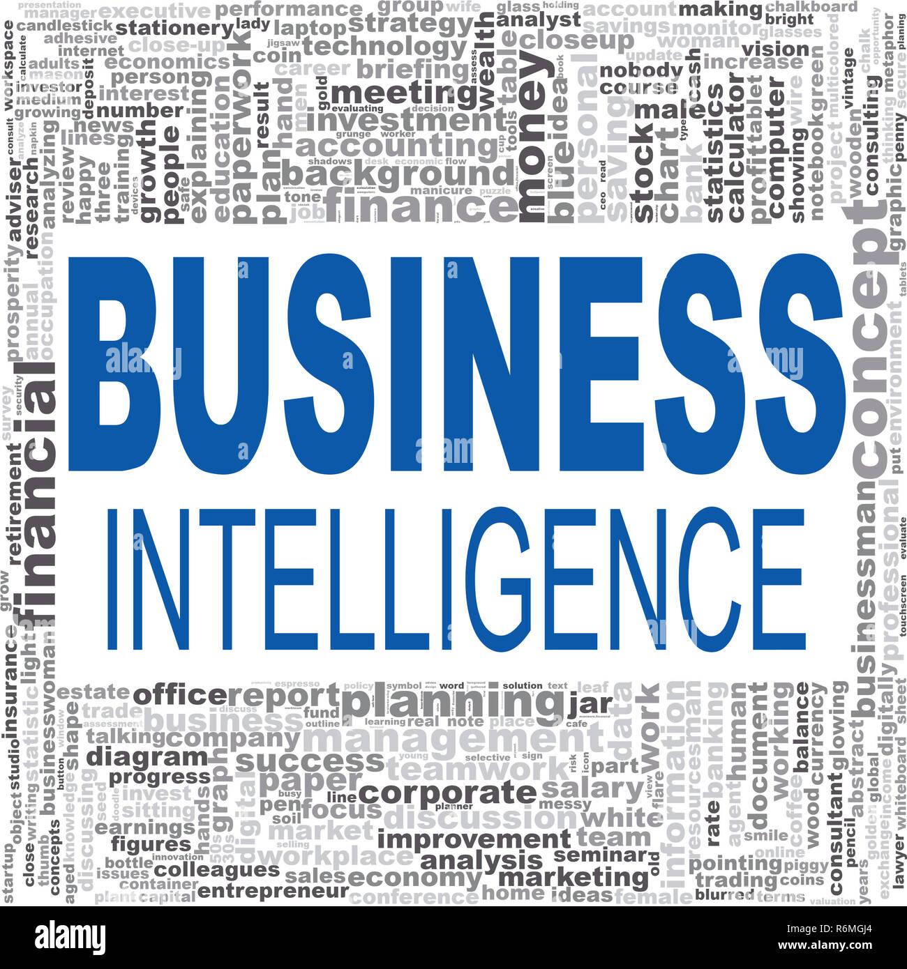 Business intelligence word cloud Stock Photo - Alamy