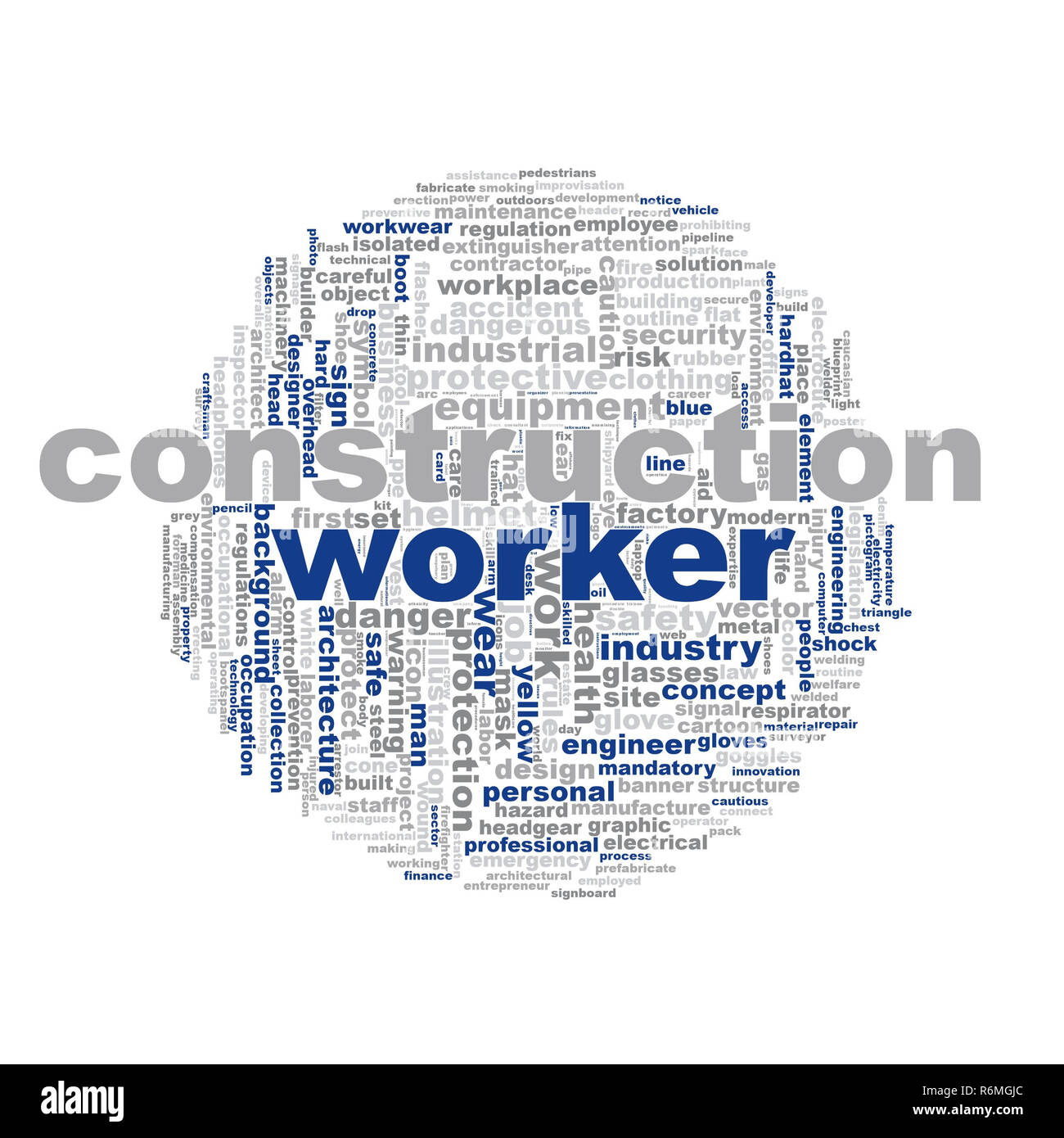Construction worker word cloud Stock Photo - Alamy