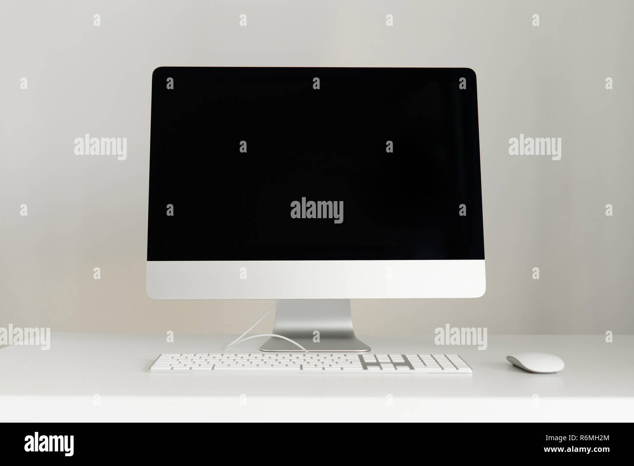 Keyboard Mouse Computer Display With Black Blank Screen Front View