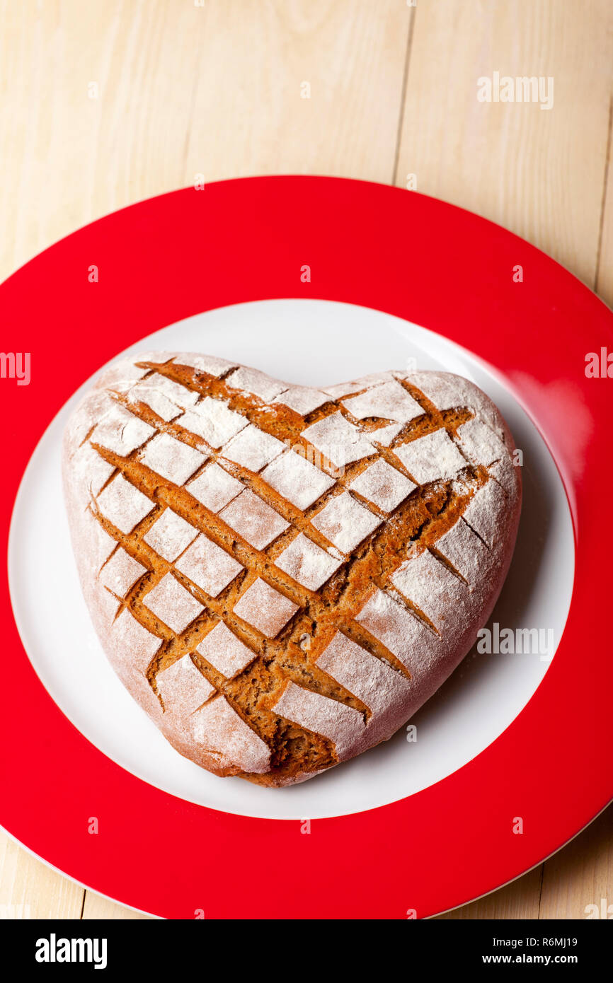 heart-shaped homemade rye bread Stock Photo - Alamy