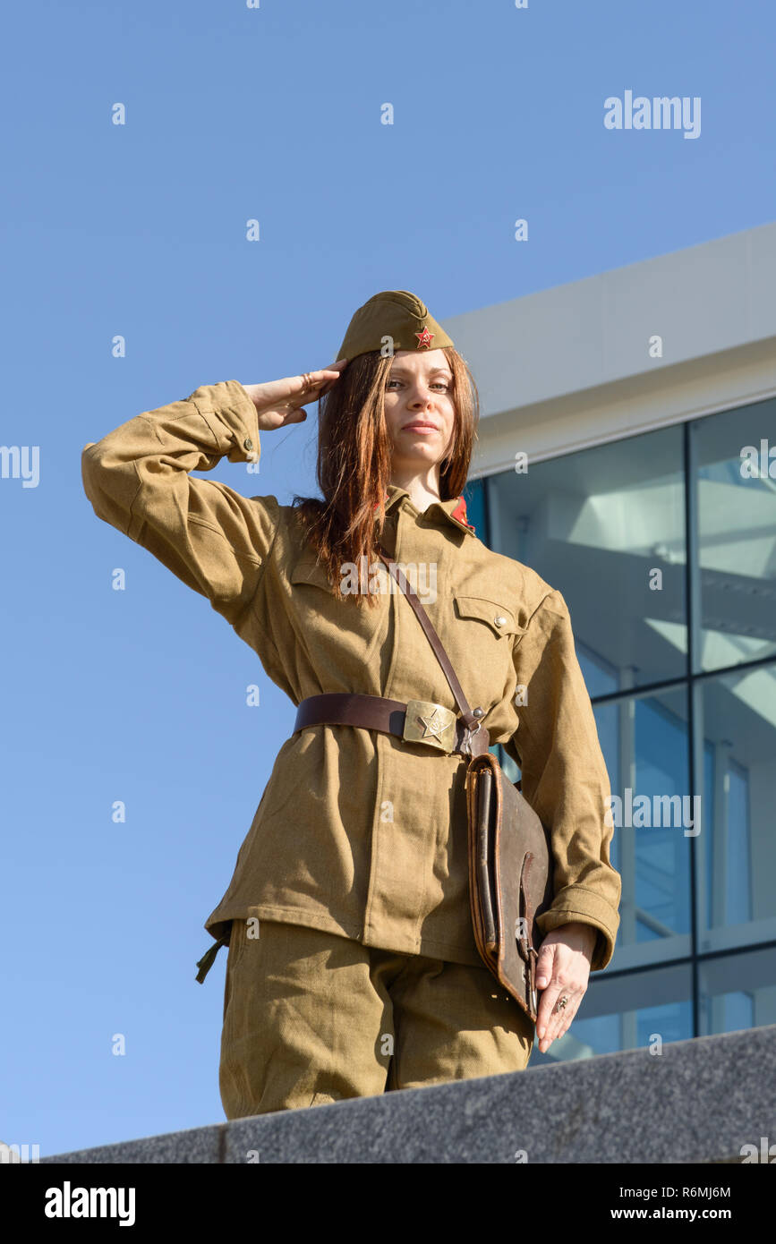 Beautiful woman in military uniform hi-res stock photography and images ...