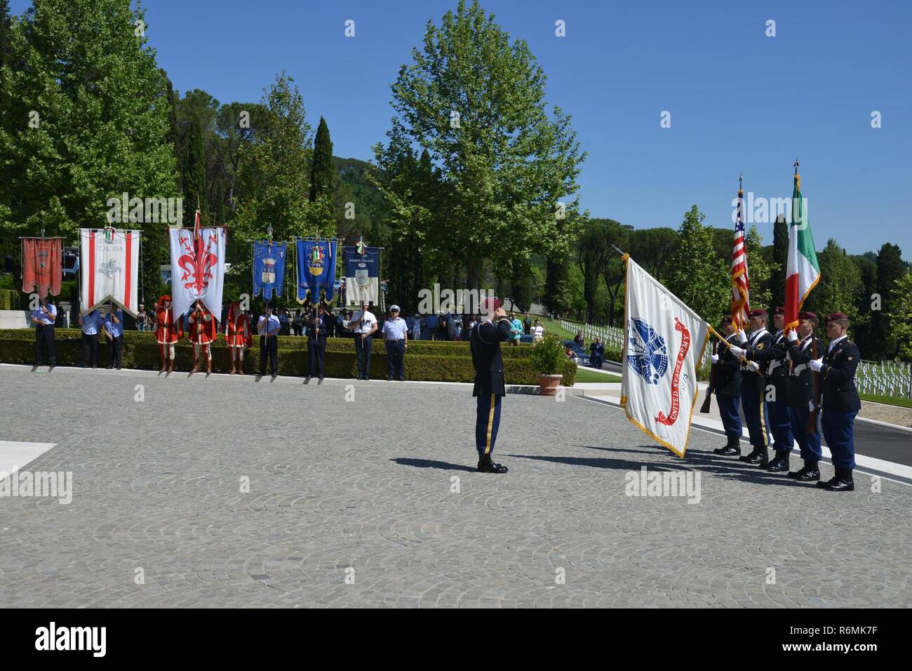 Posting of the colors by the U.S. color guard from 173rd Airborne ...