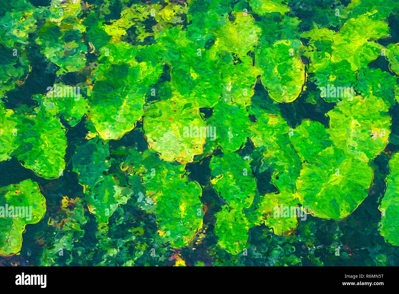 green leaf in nature, Oil painting image Stock Photo - Alamy