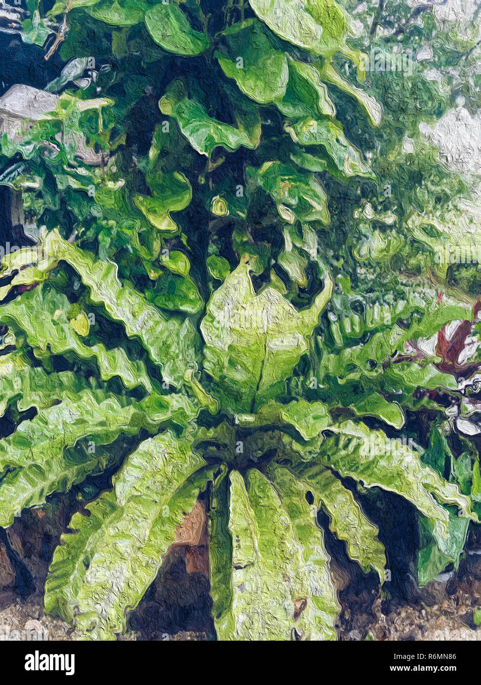 green leaf in nature, Oil painting image Stock Photo - Alamy