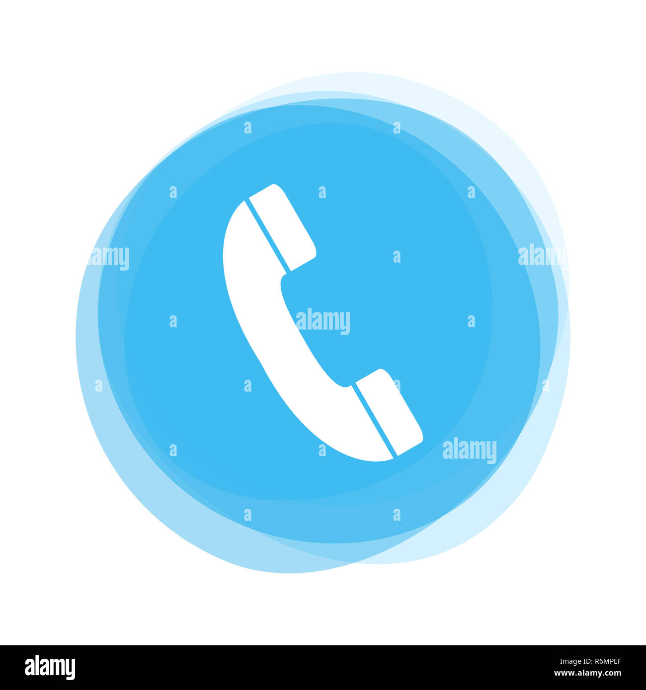 white telephone receiver on light blue button Stock Photo - Alamy