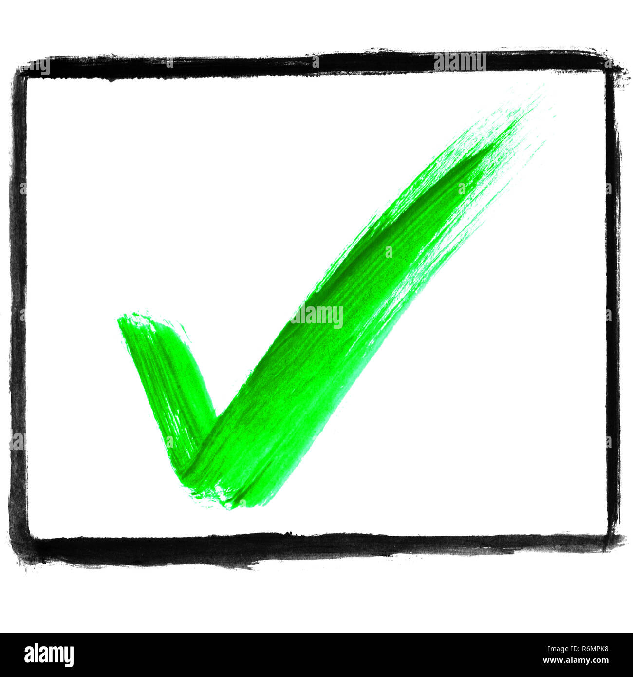 green painted check mark with black box Stock Photo - Alamy
