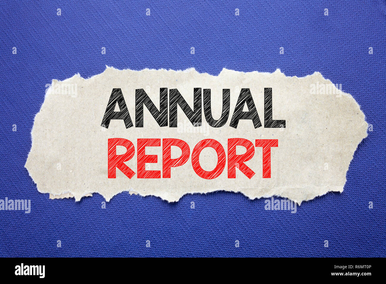 Handwriting Announcement text showing Annual Report. Business concept ...