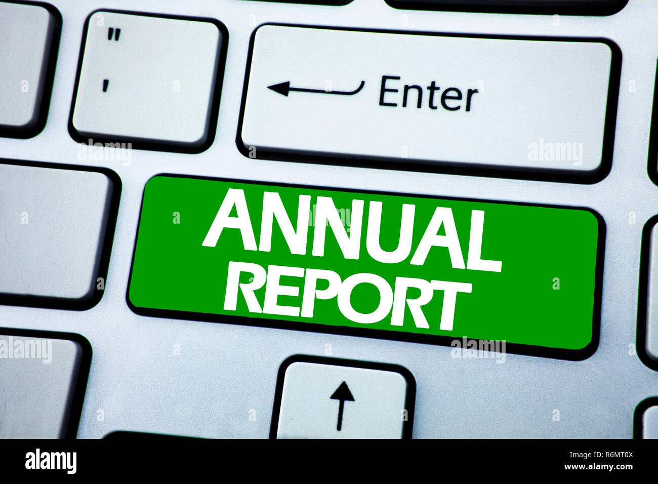 Handwriting Announcement text showing Annual Report. Business concept ...