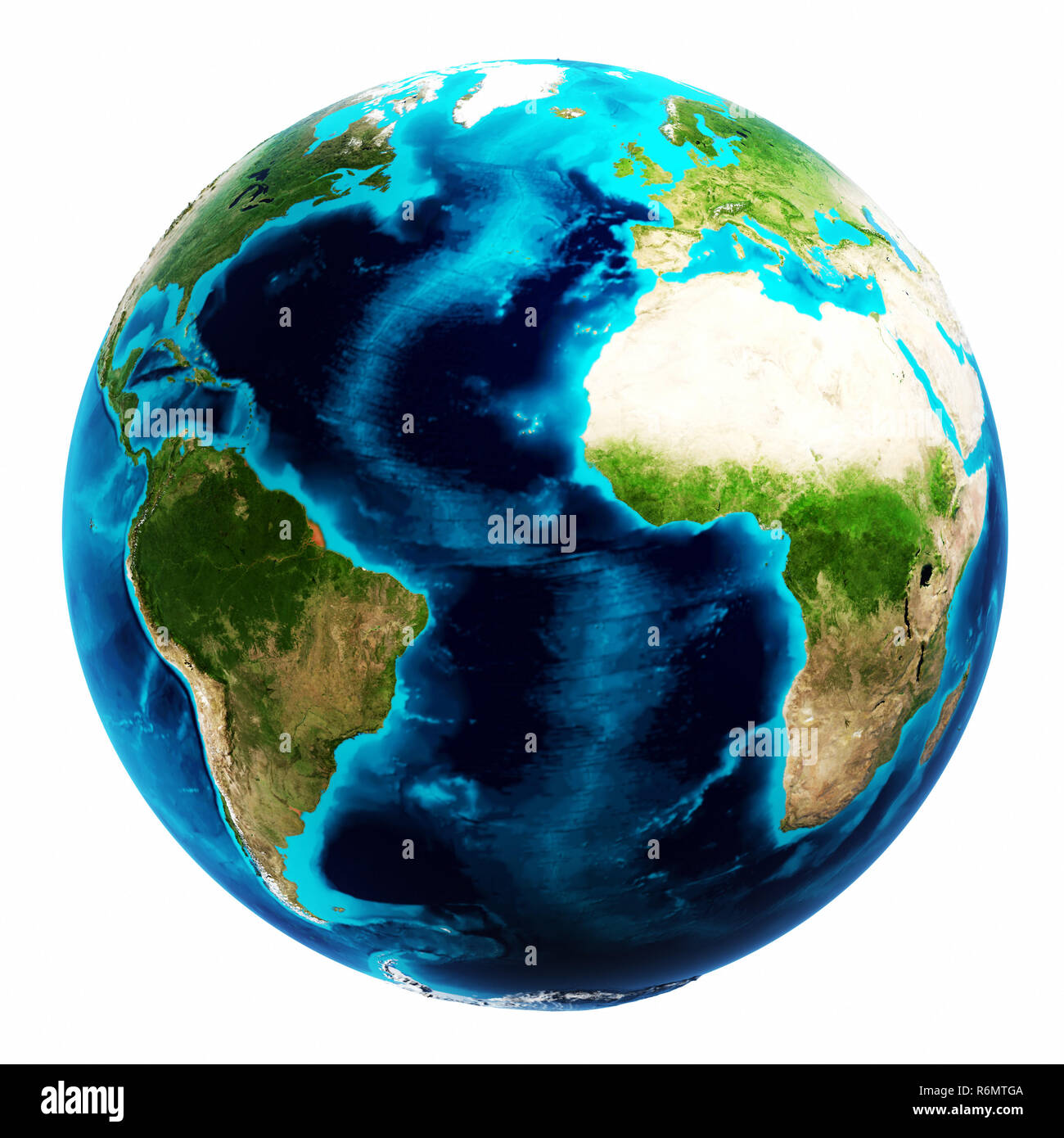 Earth map white isolated 3d rendering Stock Photo - Alamy
