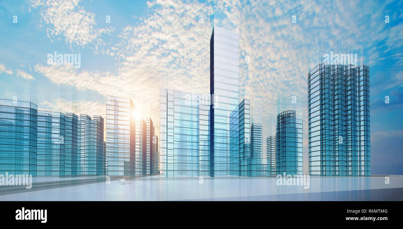 Abstract city scene 3d rendering Stock Photo - Alamy