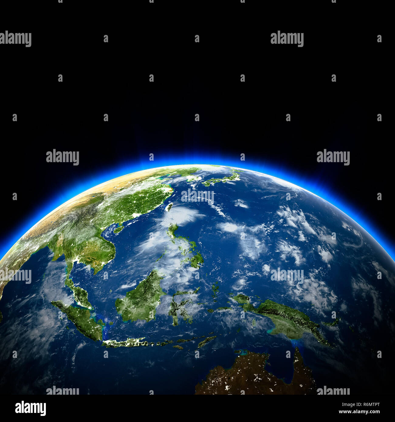 South east Asia city lights at night 3d rendering Stock Photo - Alamy