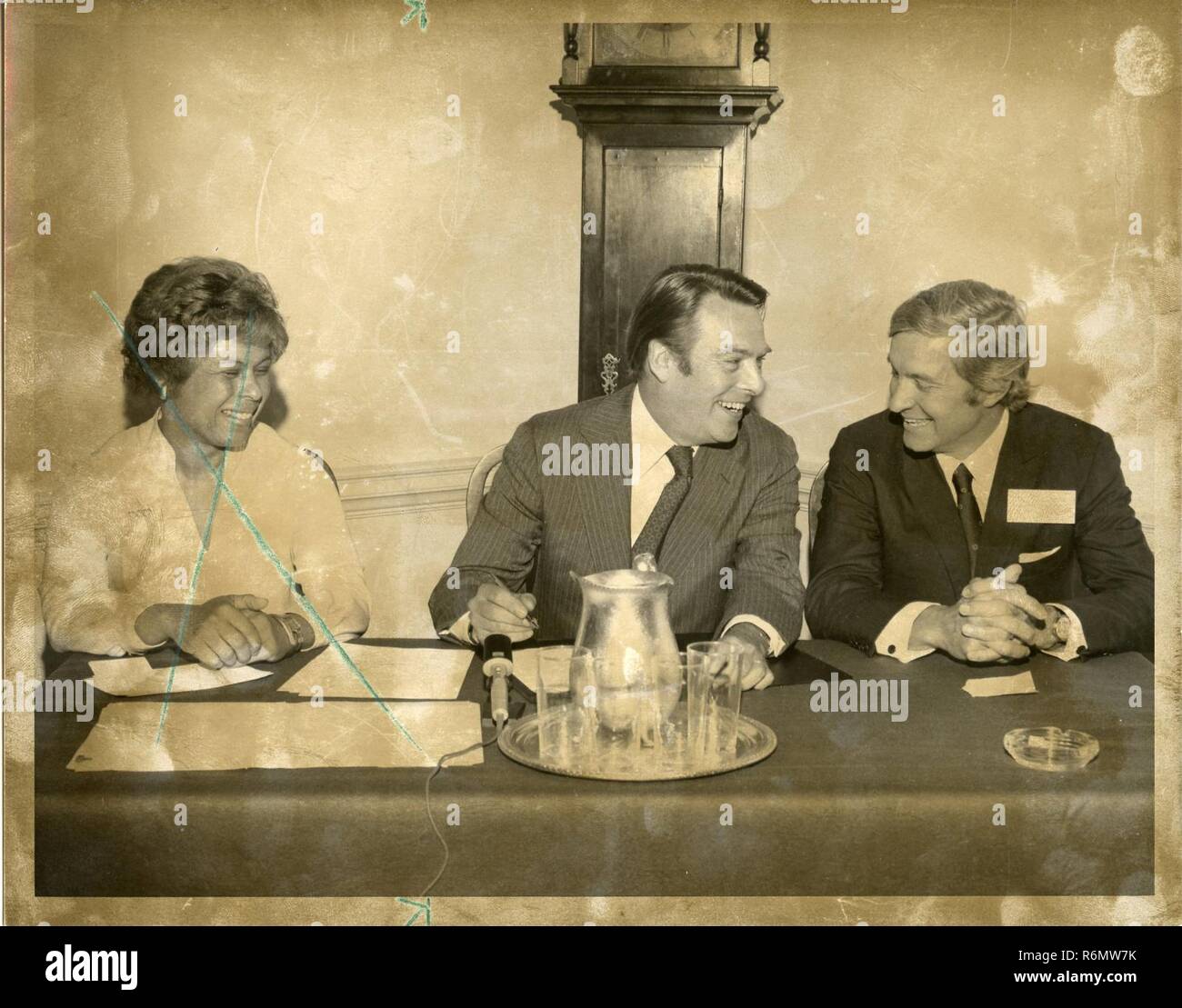 SENATOR CHARLES H. PERCY SITTING AT THE TABLE WITH A MAN AND WOMAN ...