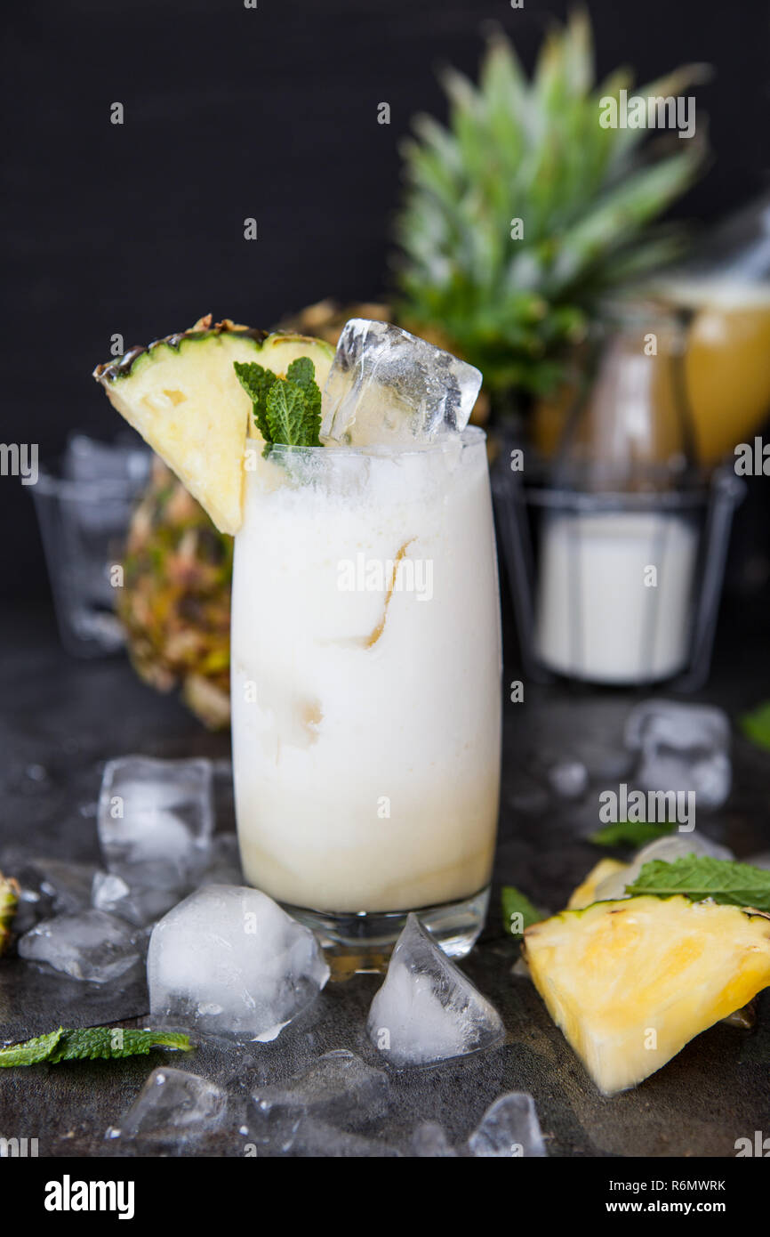 glass with pina colada cocktail Stock Photo - Alamy