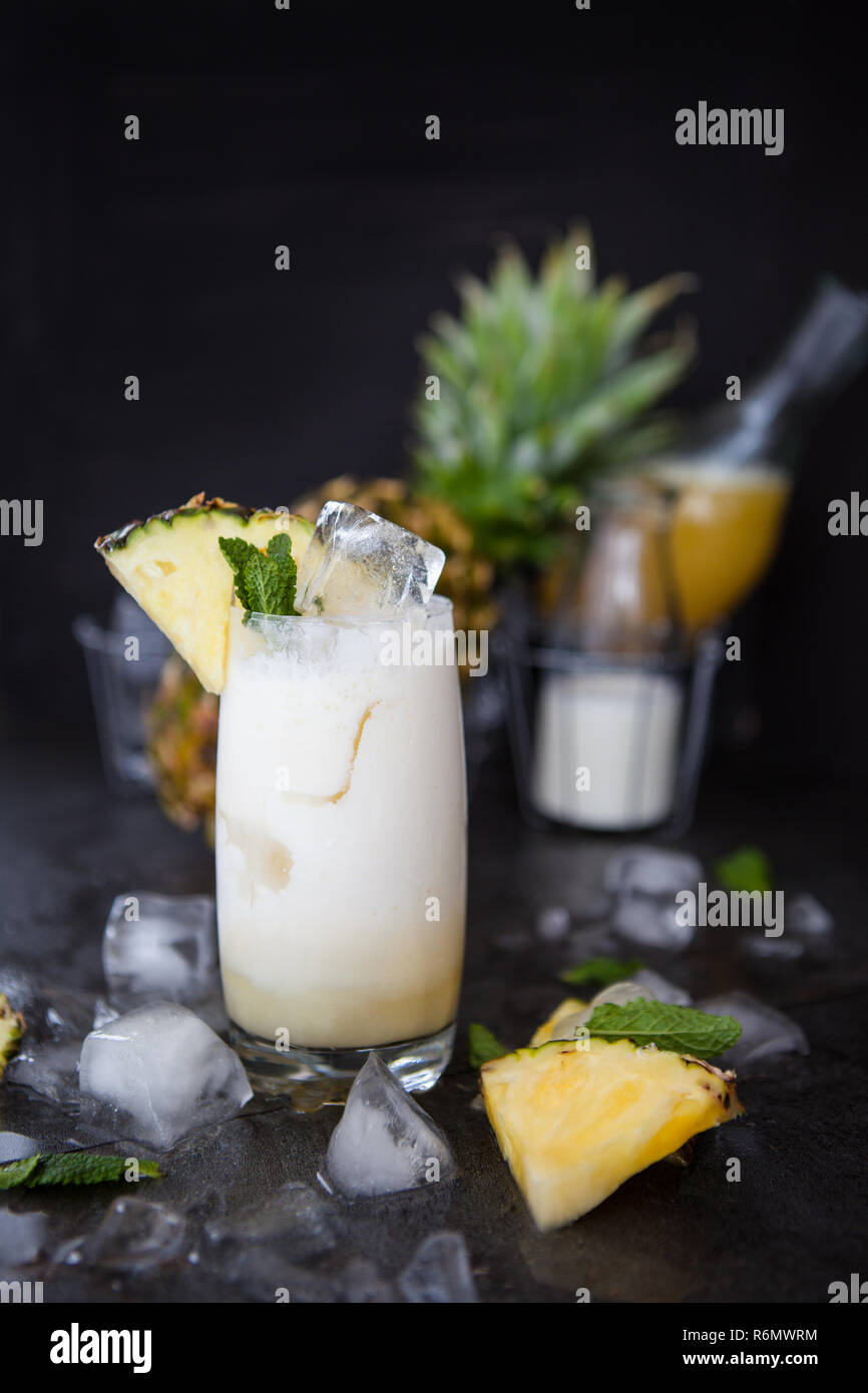 glass with pina colada cocktail Stock Photo - Alamy