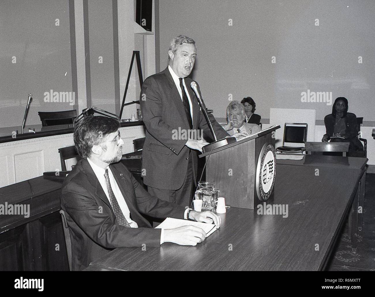 USAID REPORT TO CONGRESS - USAID member speaking at podium Stock Photo ...