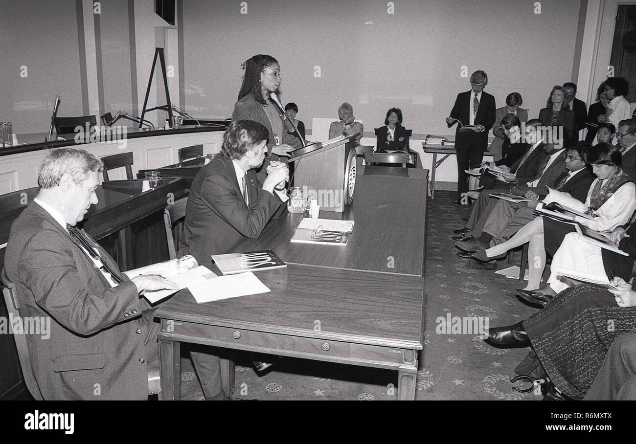 USAID REPORT TO CONGRESS - USAID member speaking from podium Stock ...