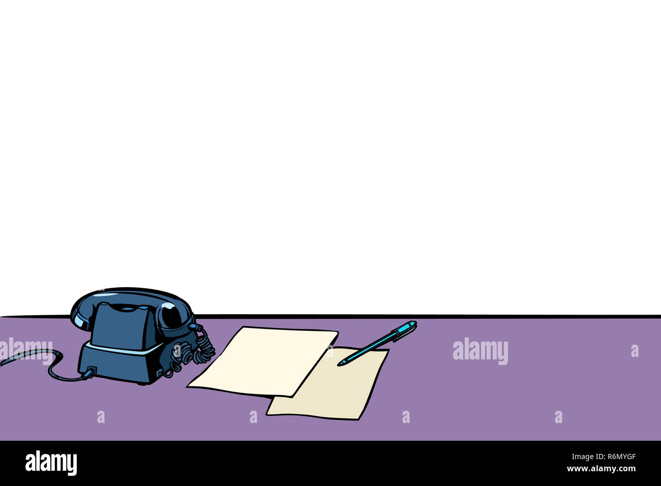 office Desk with phone isolated on white background Stock Photo - Alamy