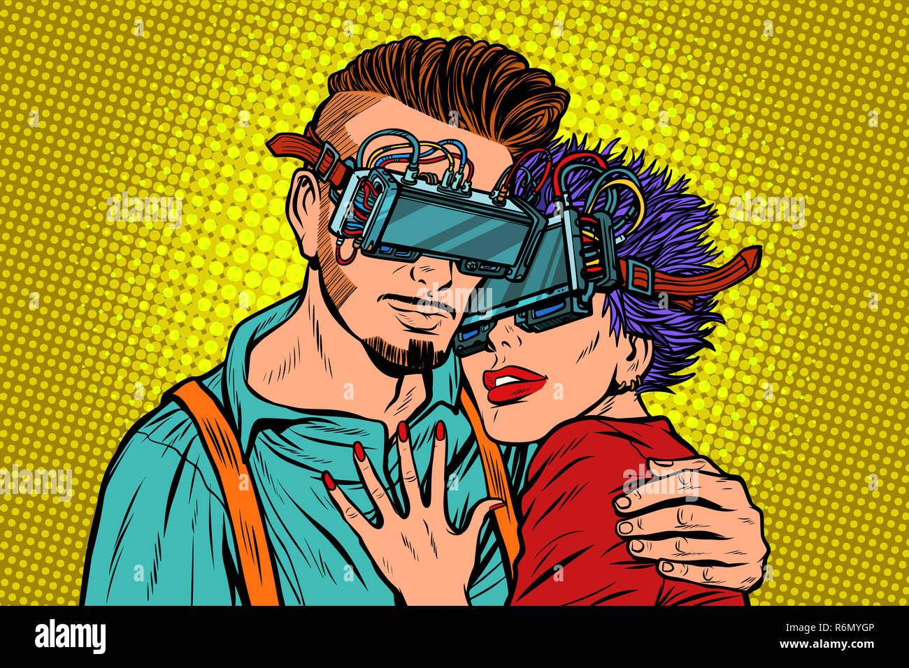 couple in love with virtual reality glasses Stock Photo - Alamy