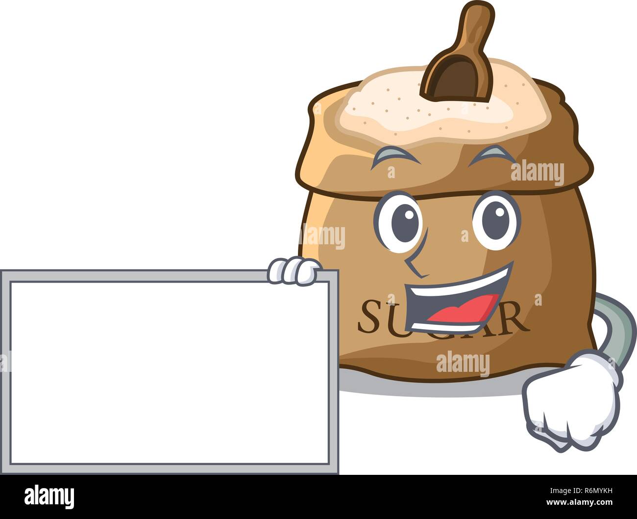 With board sugar with scoop cartoon in sack vector illustration Stock ...