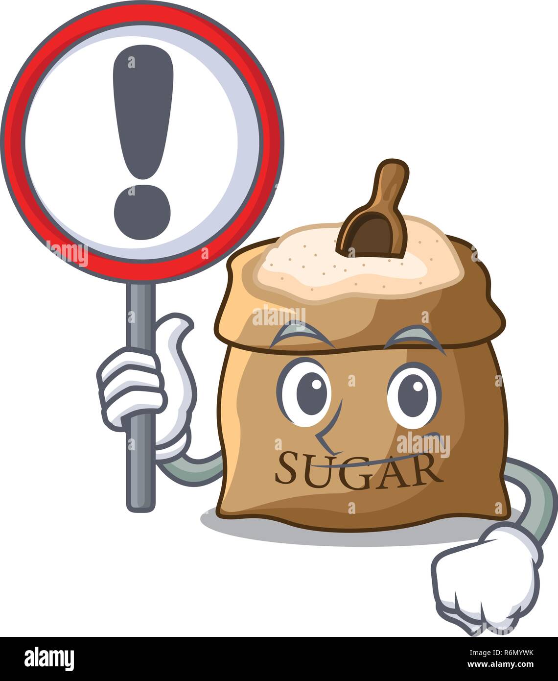 With sign sugar with scoop cartoon in sack vector illustration Stock ...