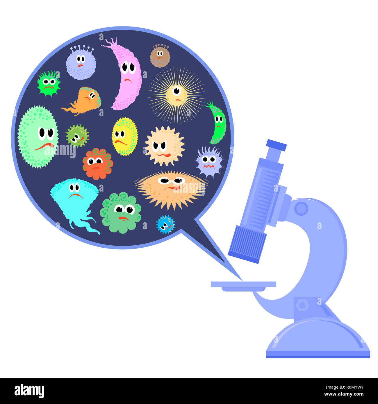 Set of Different Cartoon Microbes. Pandemic Colored Backteria ...