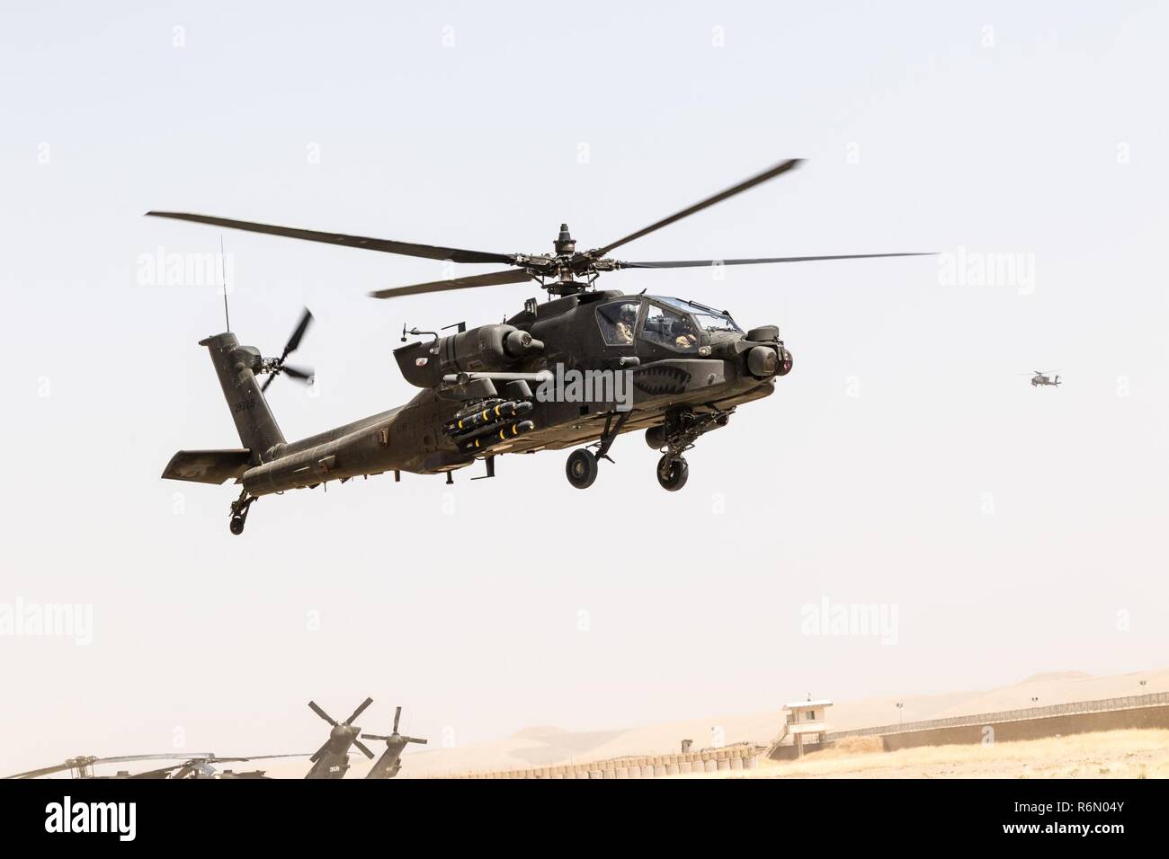 U.S. Army AH-64E Apache pilots assigned to Task Force Griffin, 16th Combat Aviation Brigade, 7th ...