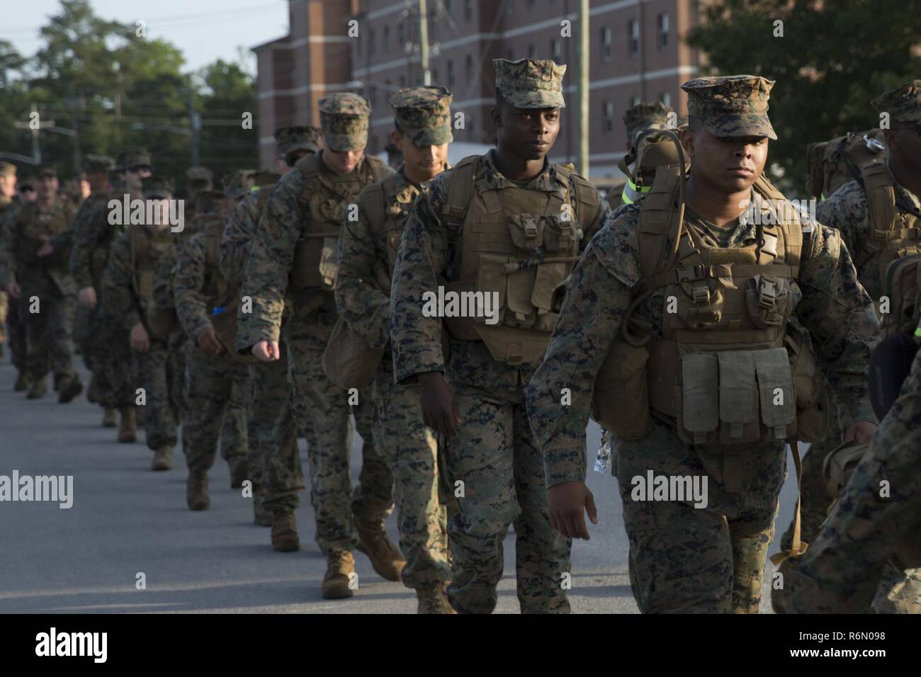 U.S. Marines and Sailors with Headquarters Battalion, 2d Marine ...