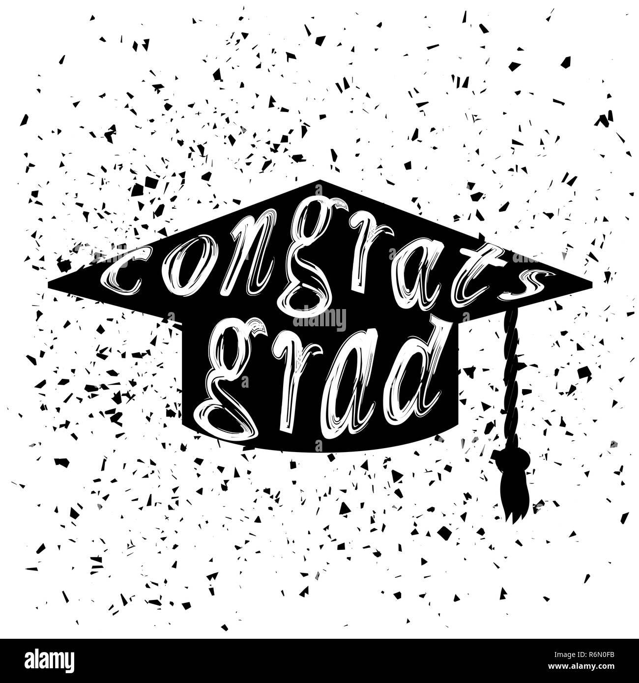 Silhouette of Graduation Cap with Lettering Stock Photo - Alamy