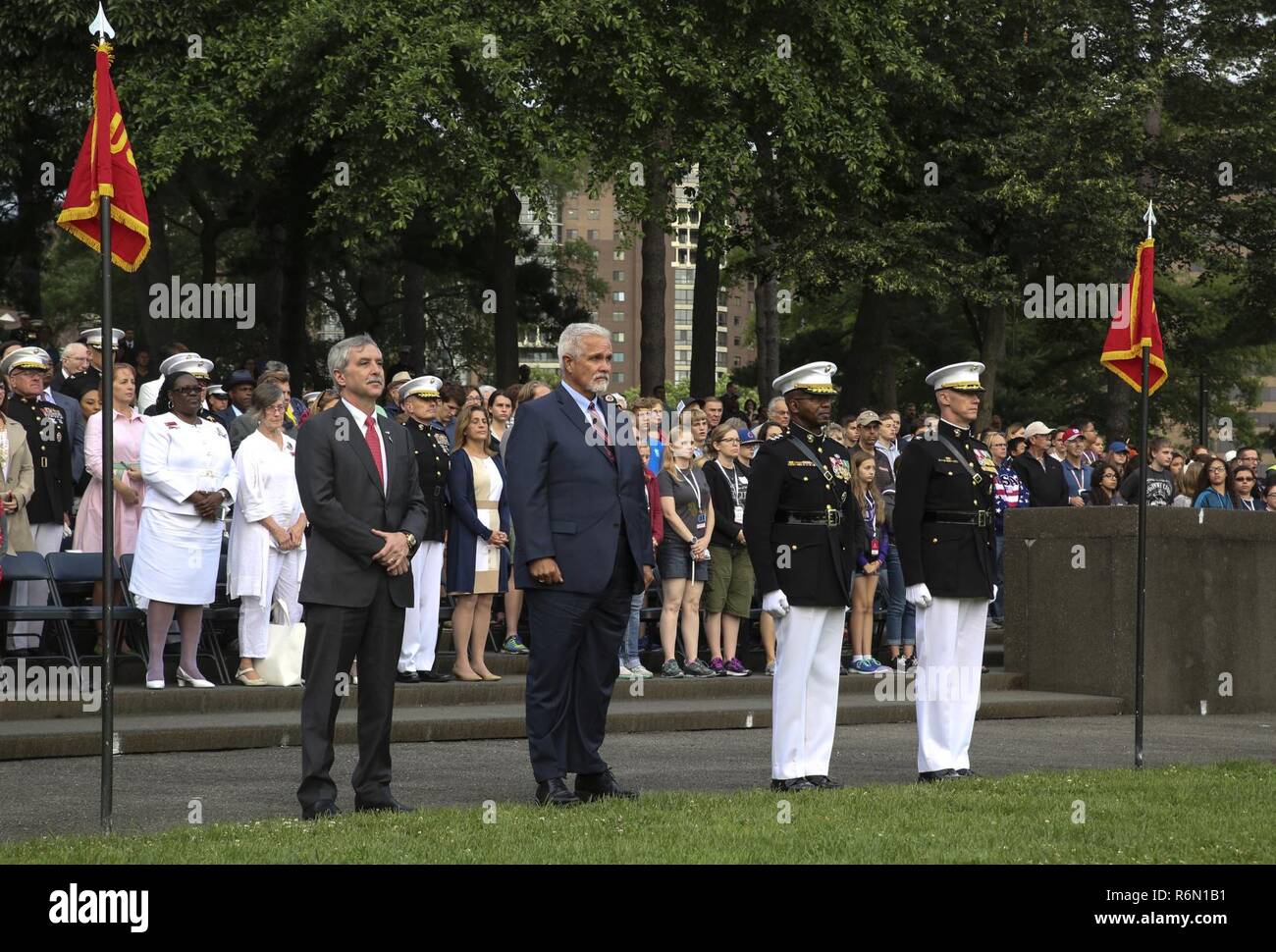 The official party of the Sunset Parade stands in preparation for the ...