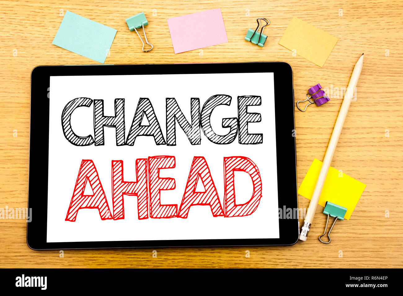 Writing text showing Change Ahead Red Word. Business concept for Future ...