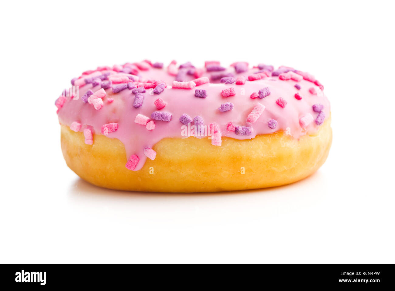 One pink donut Stock Photo - Alamy