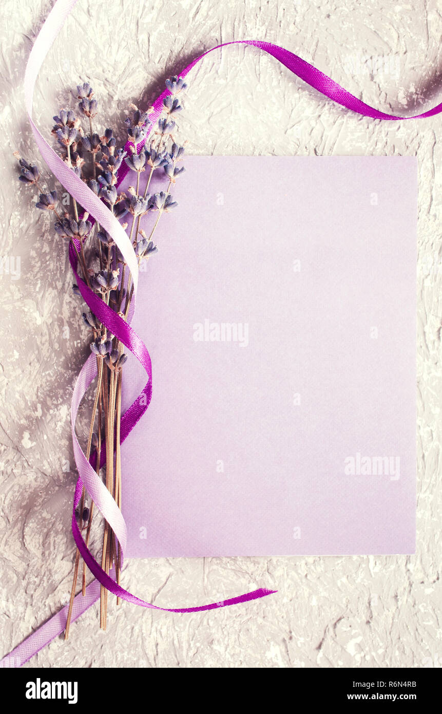 Holiday background or greeting card with lavender Stock Photo - Alamy