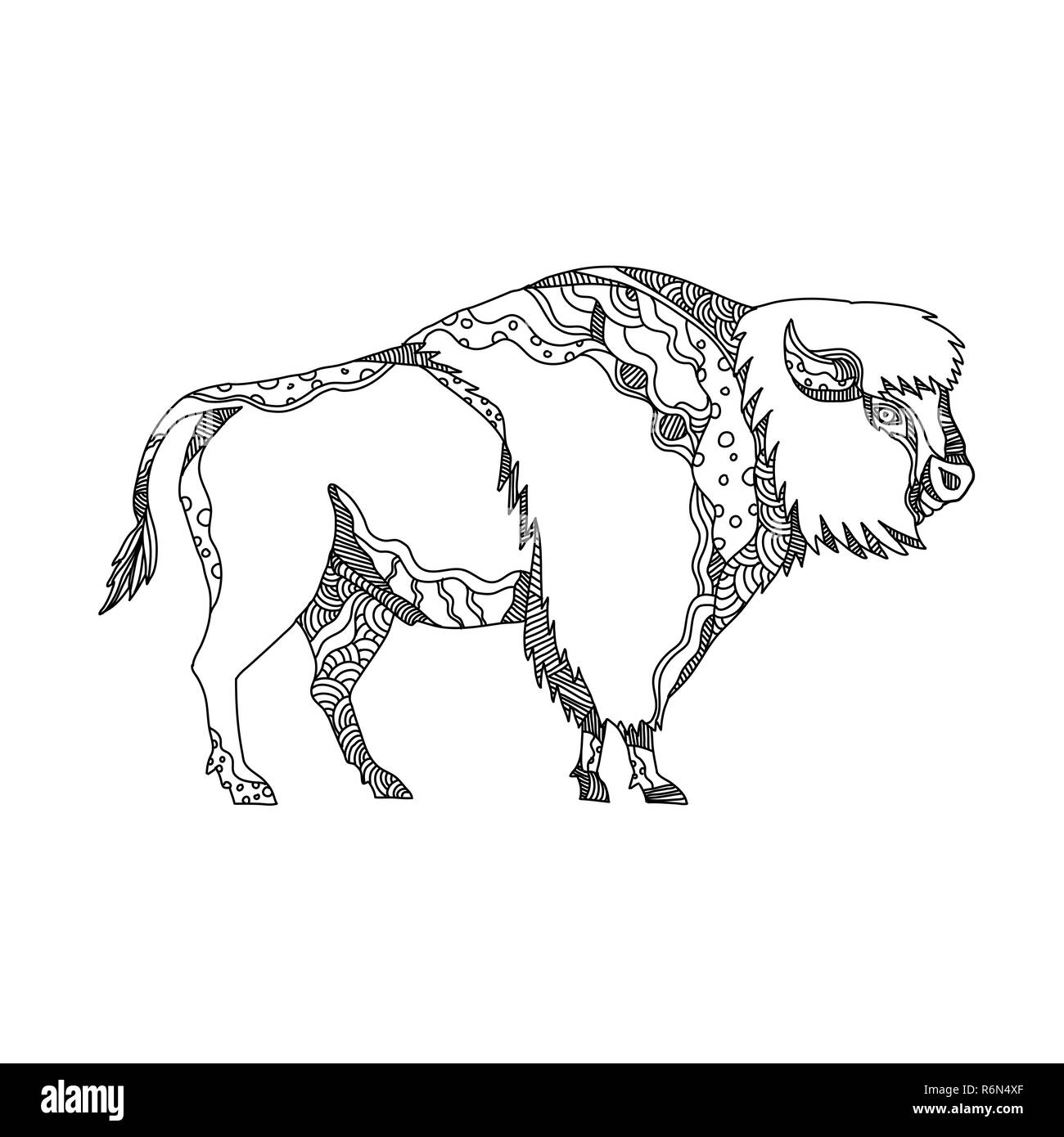 American Buffalo Doodle Art Stock Photo - Alamy