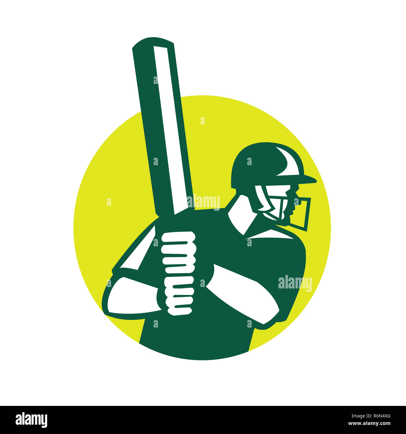 Cricket Batsman Batting Icon Retro Stock Photo - Alamy