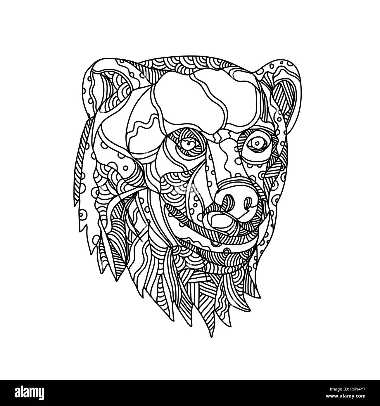 Brown Bear Head Doodle Stock Photo - Alamy