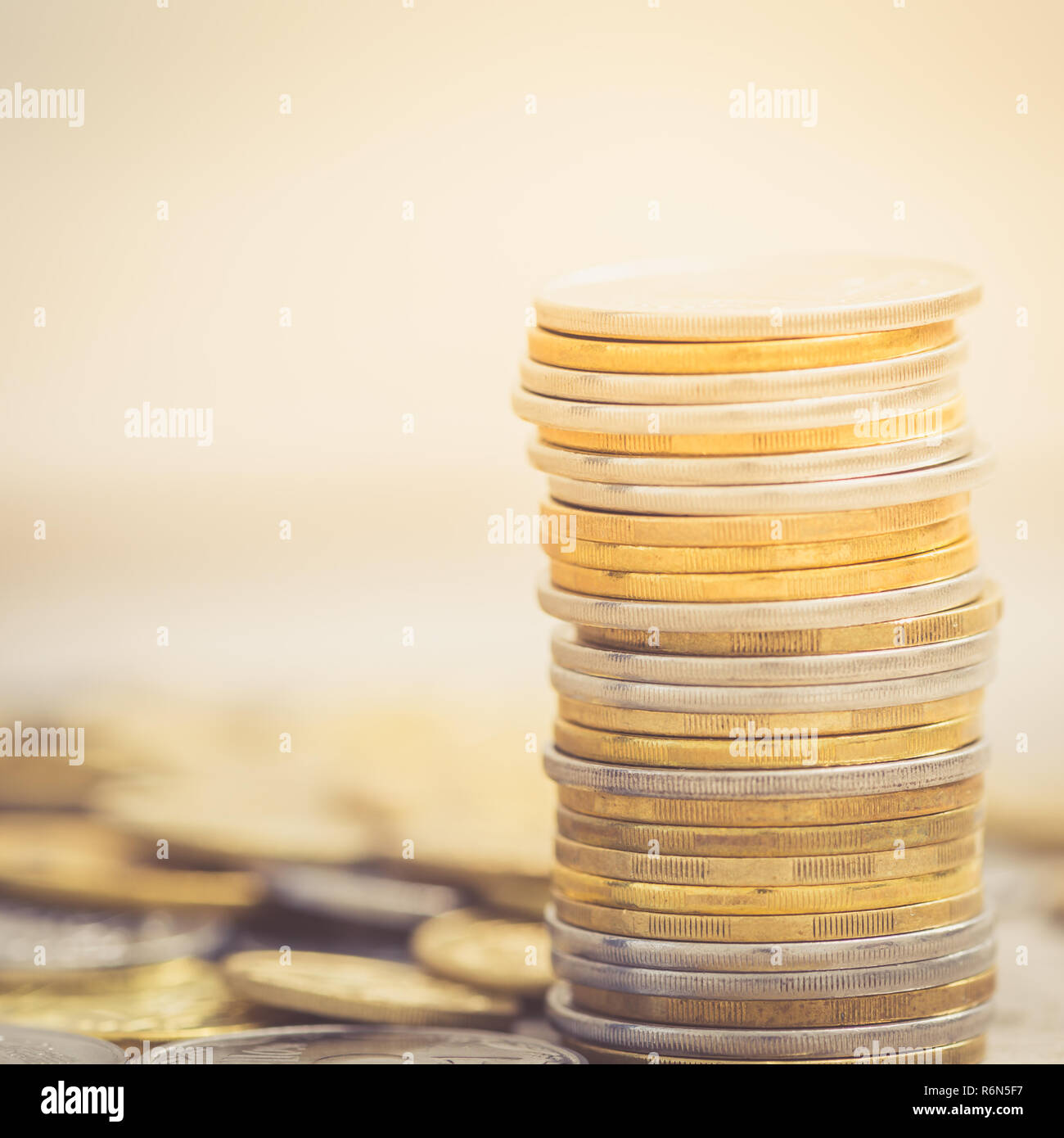 background of money. Golden and silver Coins. Saving money concept ...