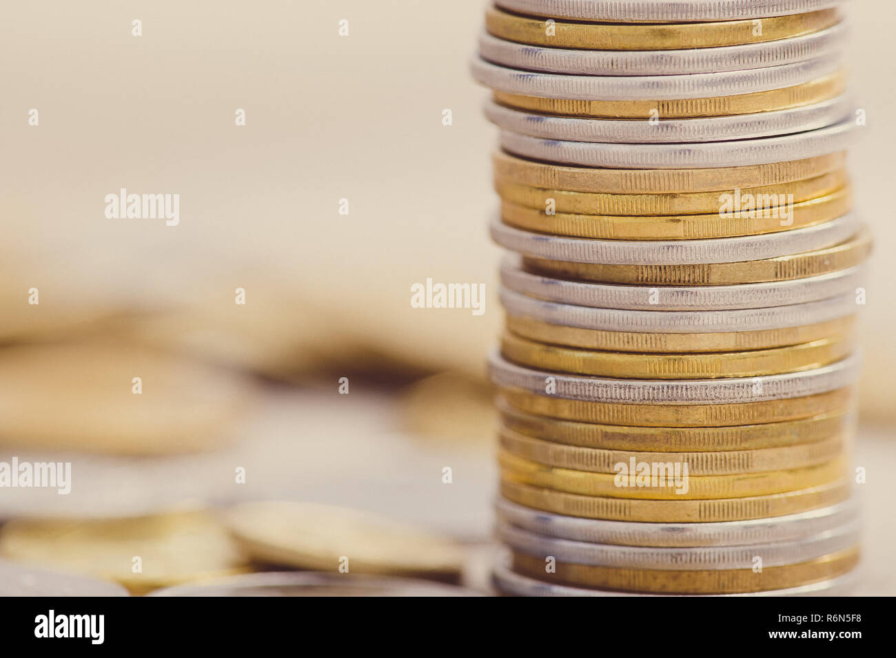 background of money. Golden and silver Coins. Saving money concept ...