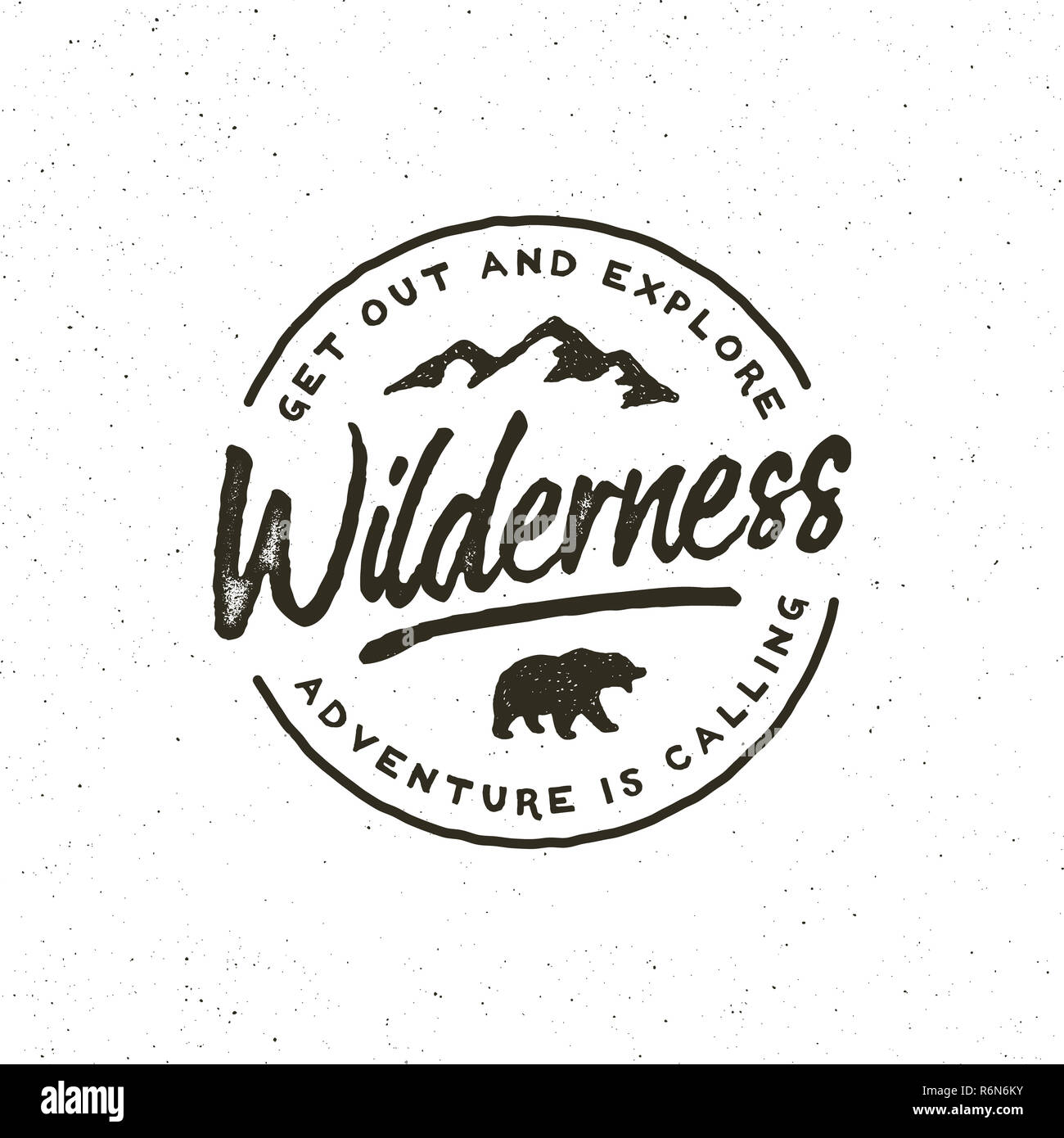 vintage wilderness logo. hand drawn retro styled outdoor adventure ...