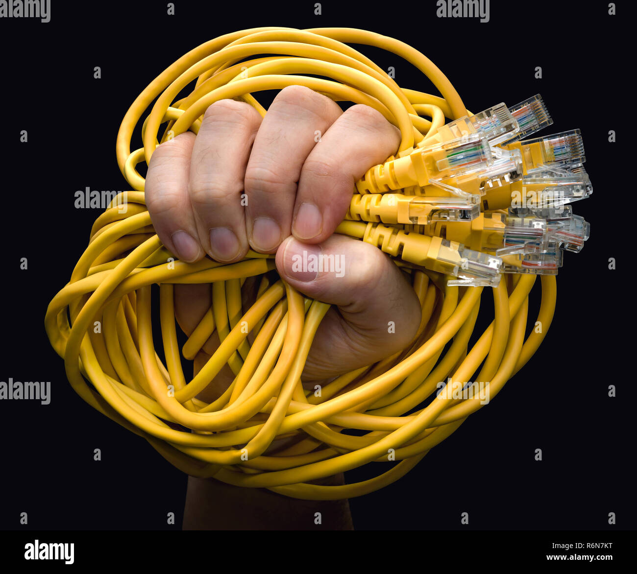 Yellow RJ45 Cables Stock Photo - Alamy