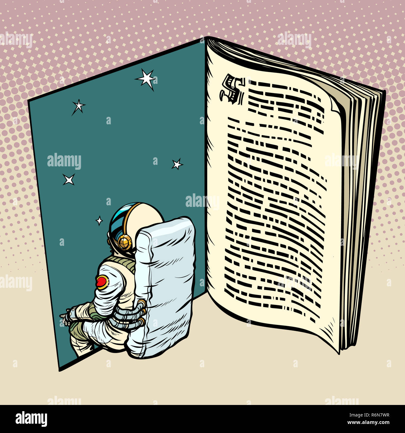 Book and astronaut, science fiction Stock Photo - Alamy
