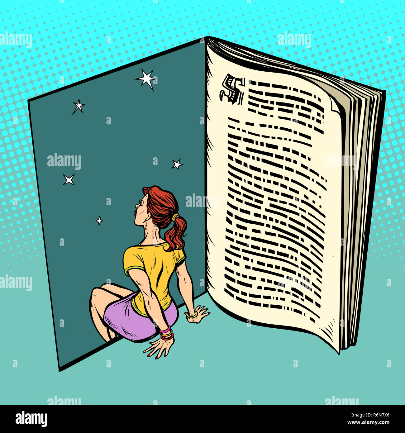 Beautiful woman reading a book and dreaming Stock Photo - Alamy