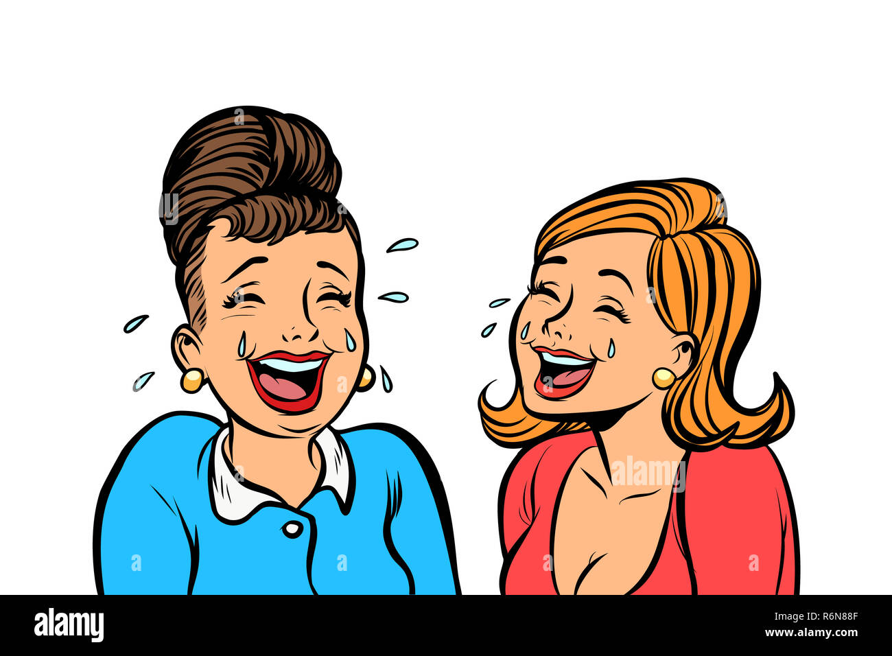 Joyful girlfriends women laugh isolate on white background Stock Photo ...