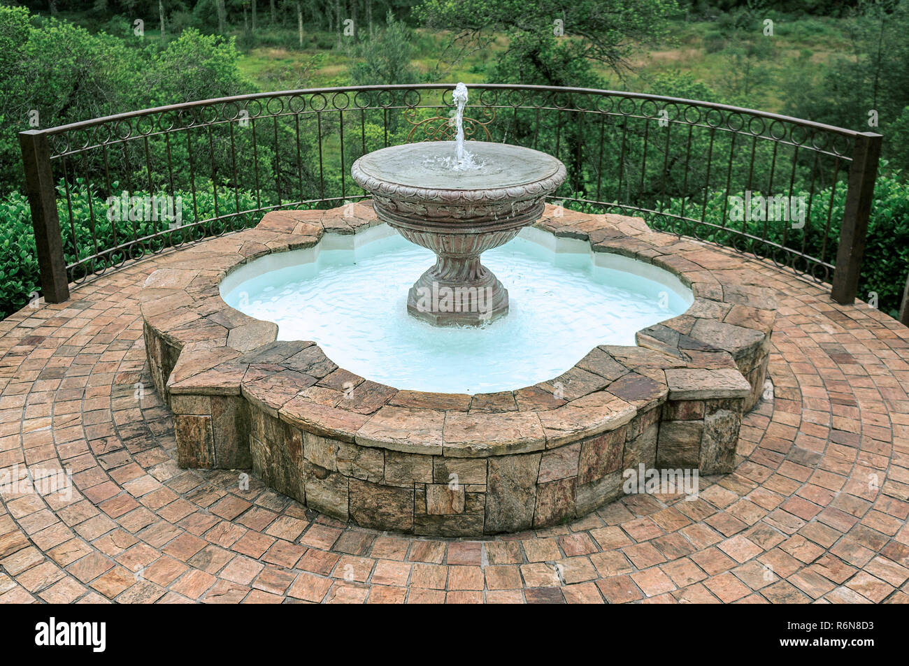 fountain classic terrace gate vegetation view Stock Photo - Alamy