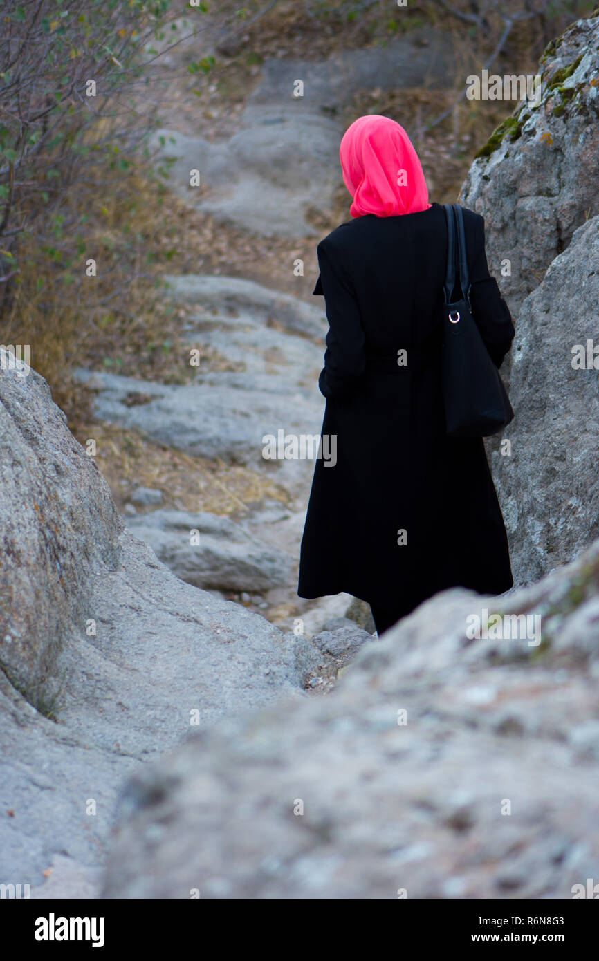 Women on stone stairway in the castle Stock Photo - Alamy