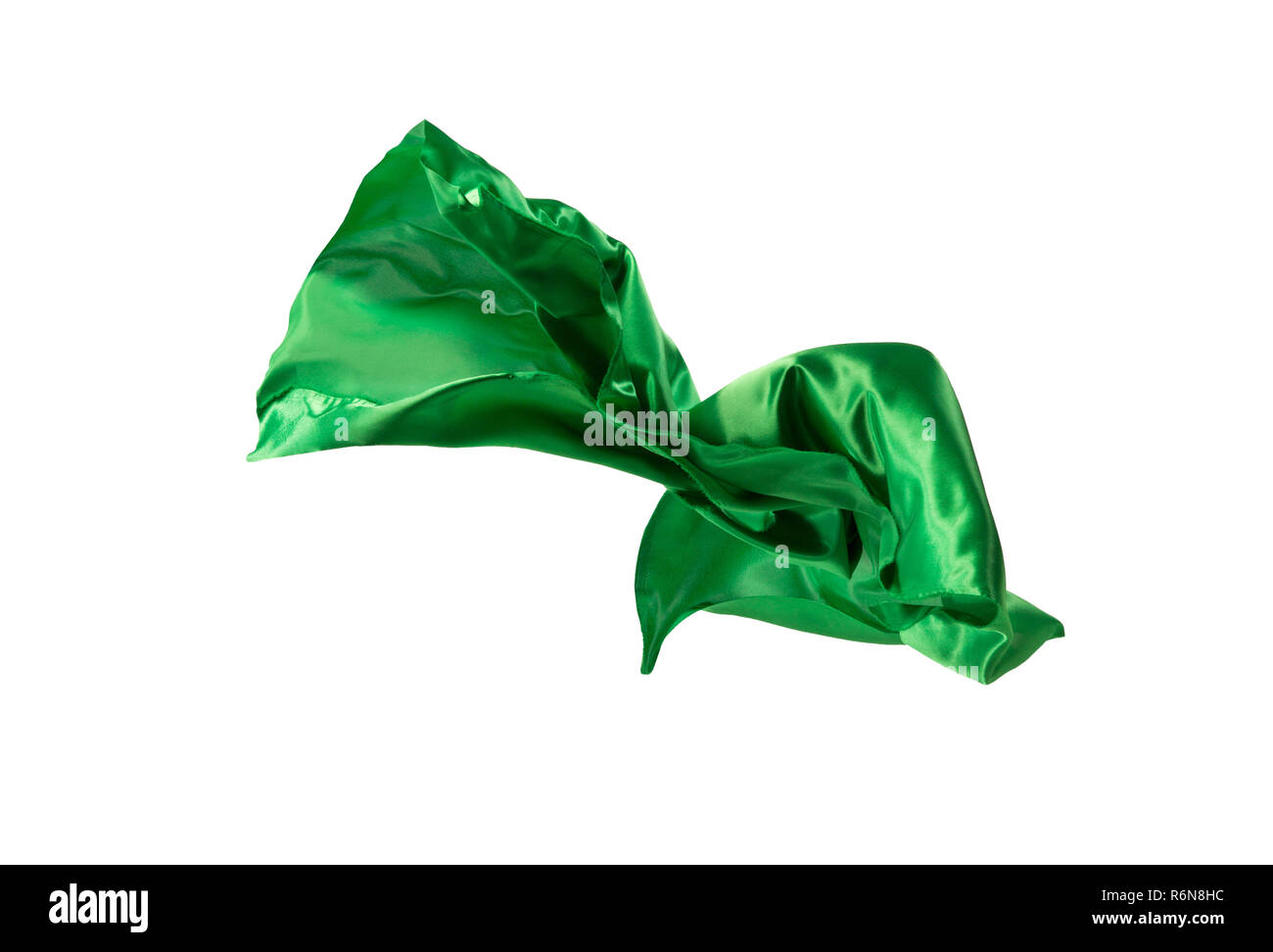Smooth elegant transparent green cloth separated on white background ...