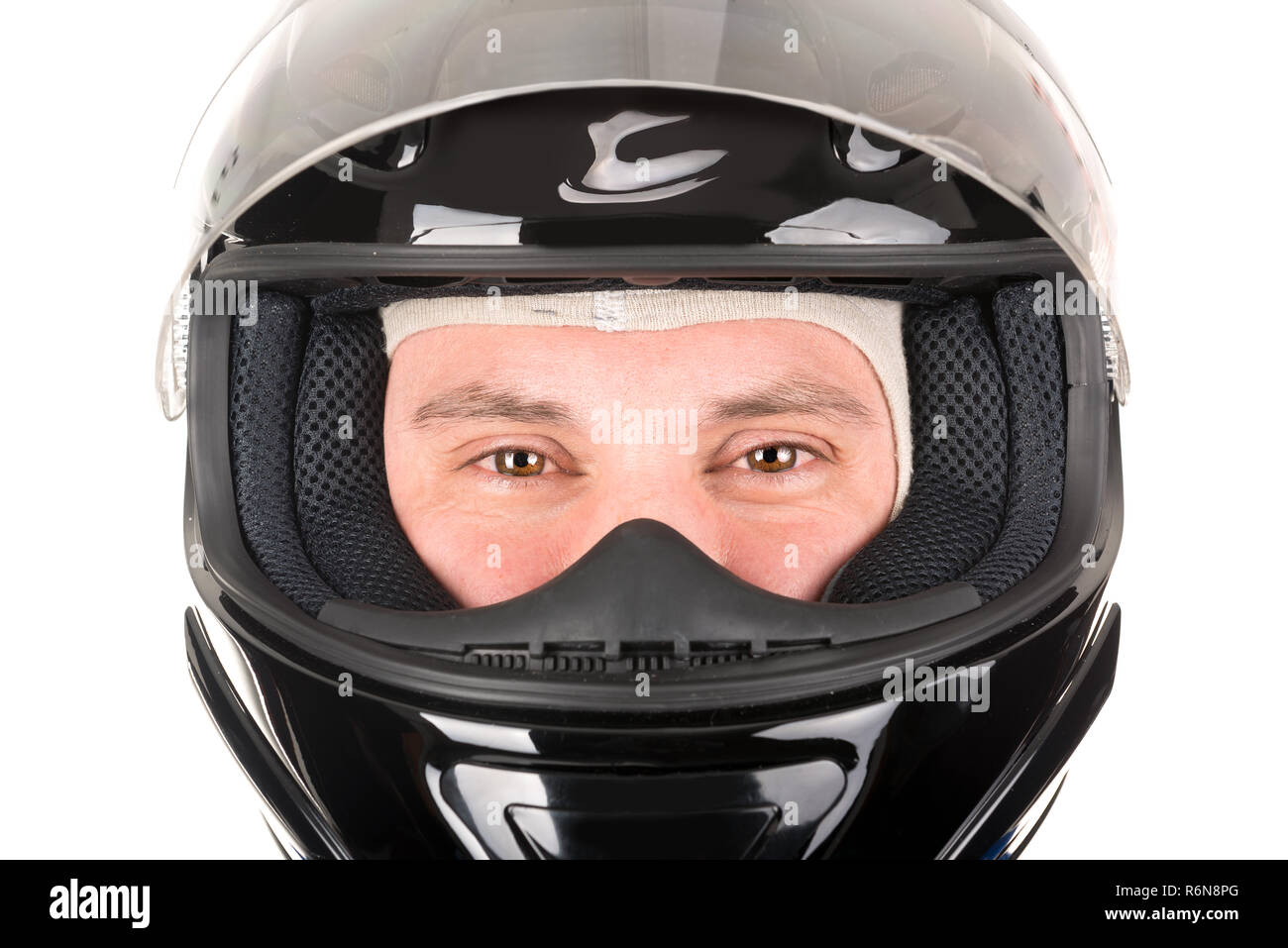 Racing driver with helmet Stock Photo - Alamy